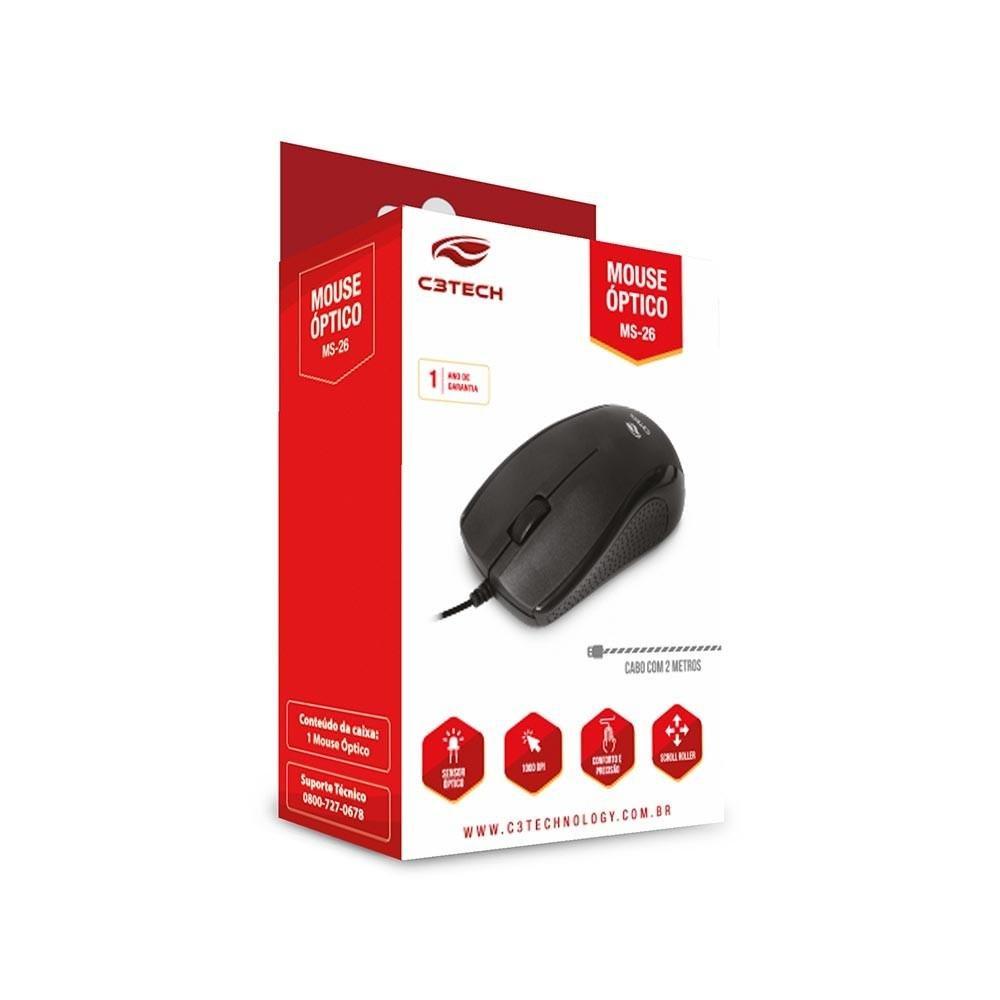 Mouse Óptico C3Tech MS-26BK Pr… | Shopping do Inter