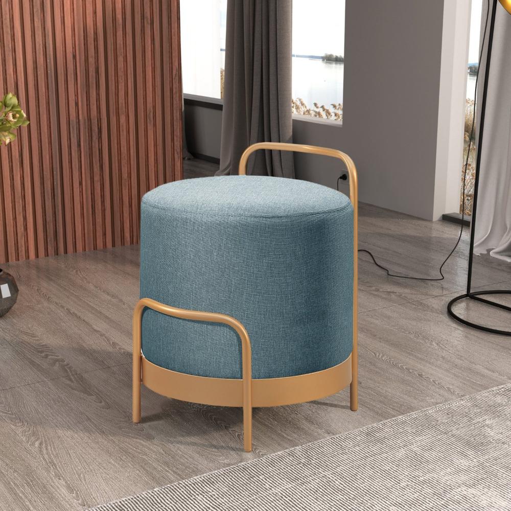 Puff Redondo em Linho 50cm com… | Shopping do Inter